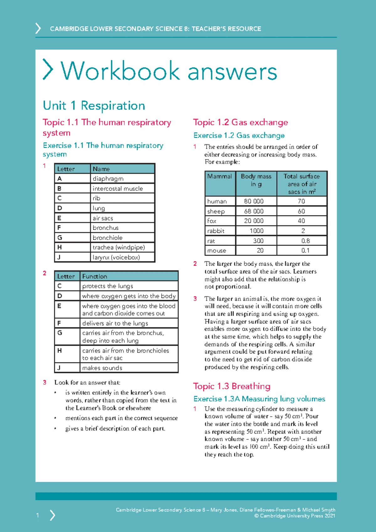 English Stage 8 WB Answers - Workbook answers 1 Nature and humans 1 The ...