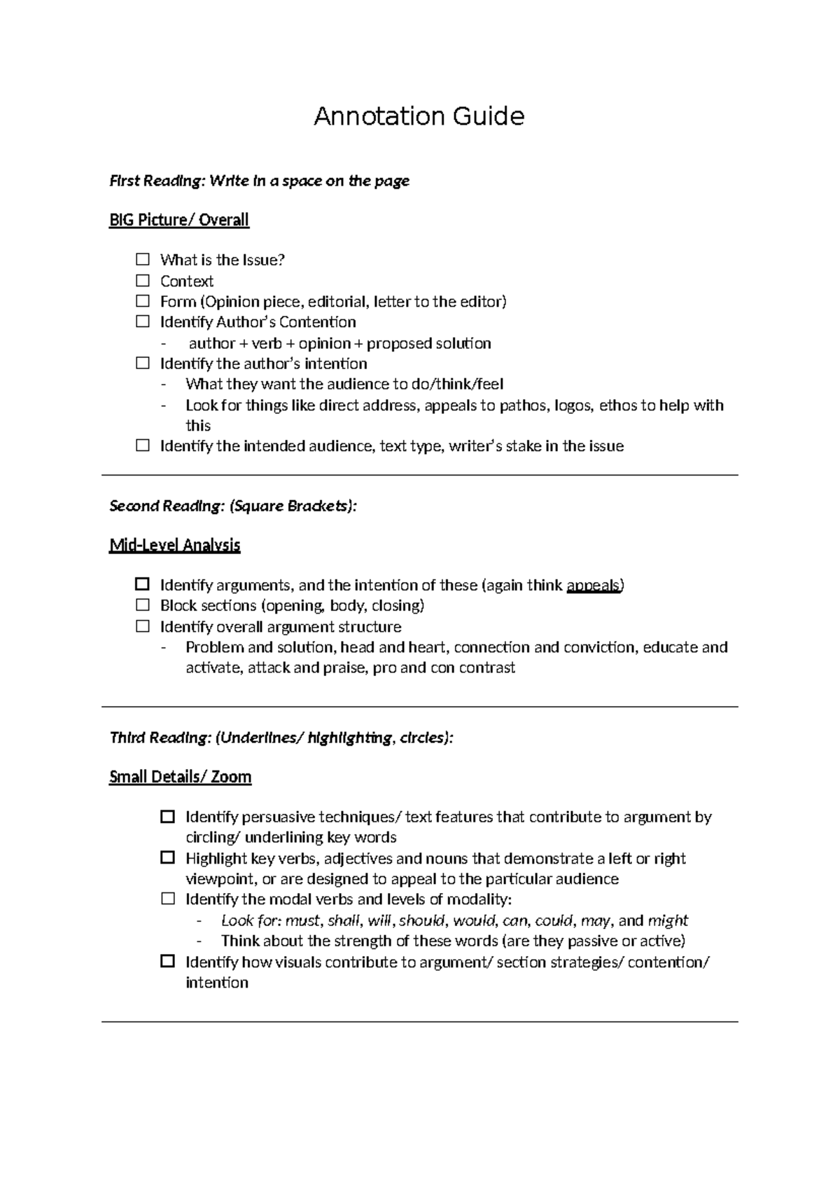 Annotation Guide: How to Annotate Opinion Pieces and Editorials - Studocu