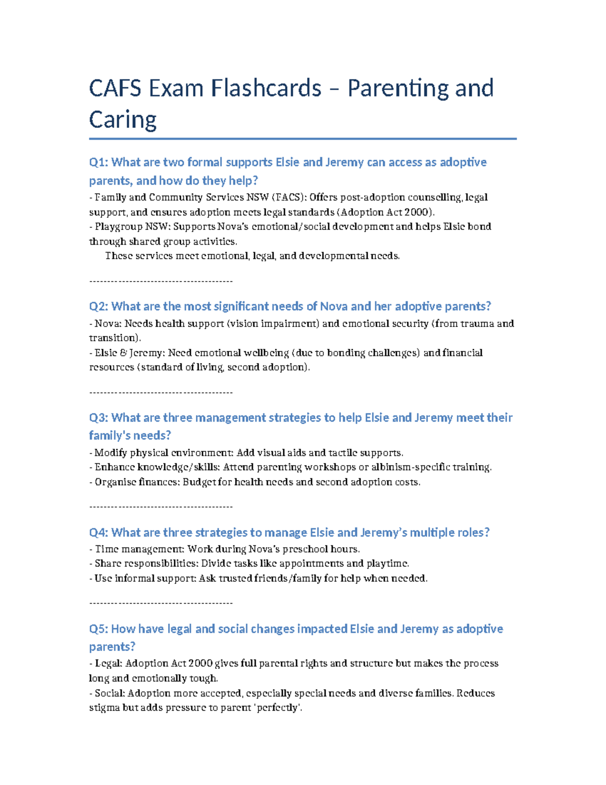 CAFS 2023 Parenting & Caring Exam Flashcards: Key Strategies & Supports ...