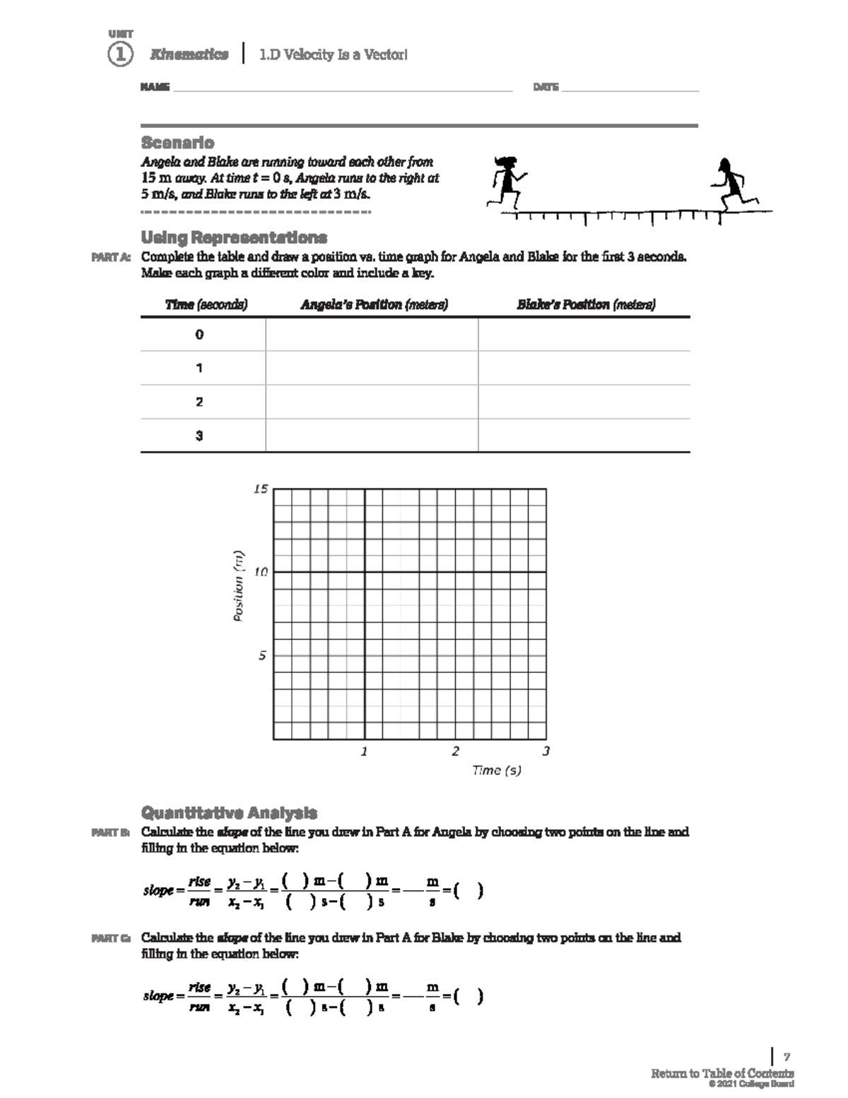 SWB 1D - Kinematics Practice Worksheet: Velocity of Angela & Blake ...