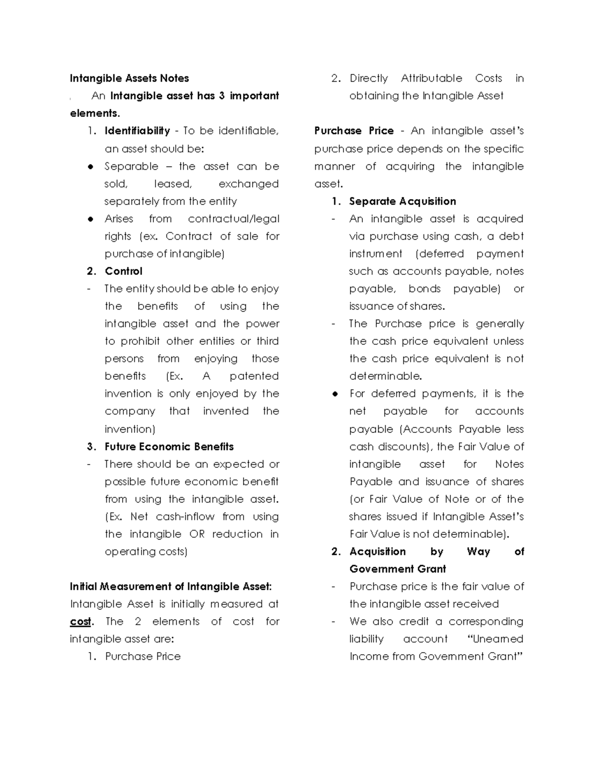 Intagible Assets Notes - Intangible Assets Notes AnIntangible asset has ...
