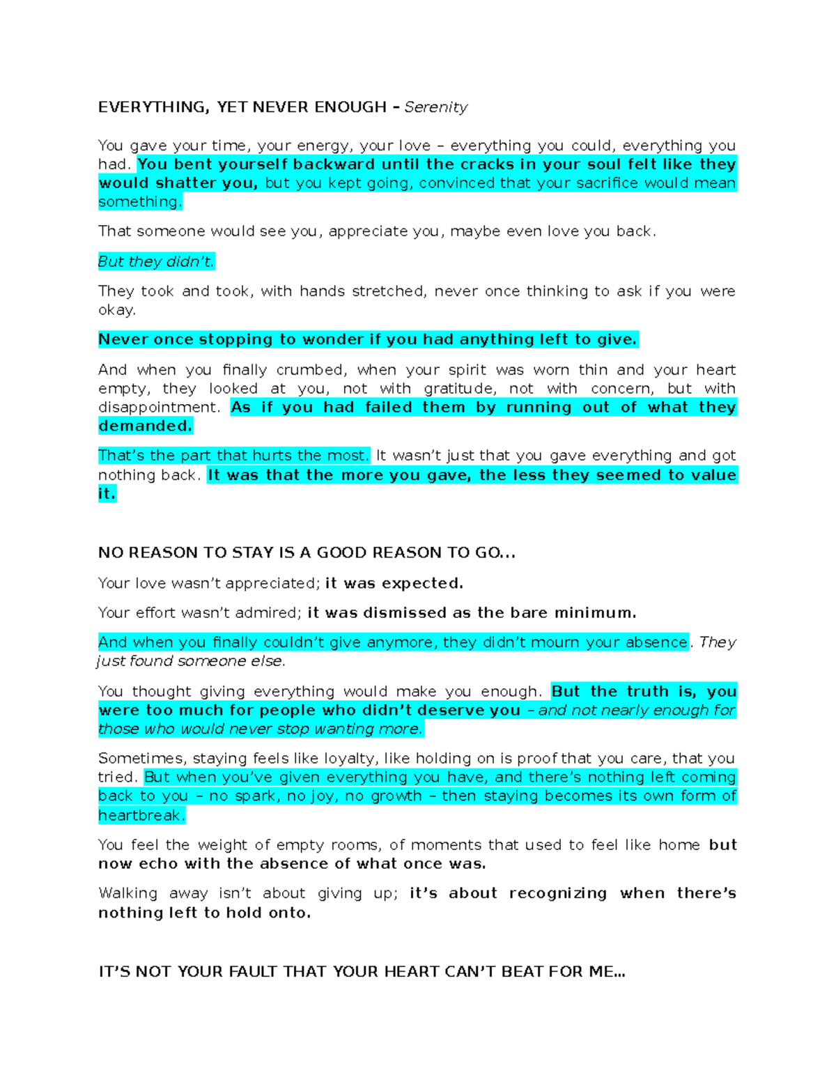 Serenity - Notes from TIkTok - EVERYTHING, YET NEVER ENOUGH – Serenity ...