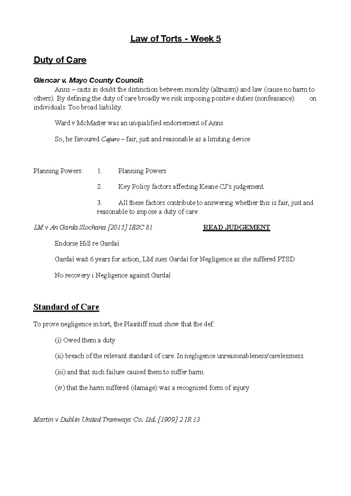 Torts Case Law Summaries: Key Negligence Decisions and Outcomes - Studocu