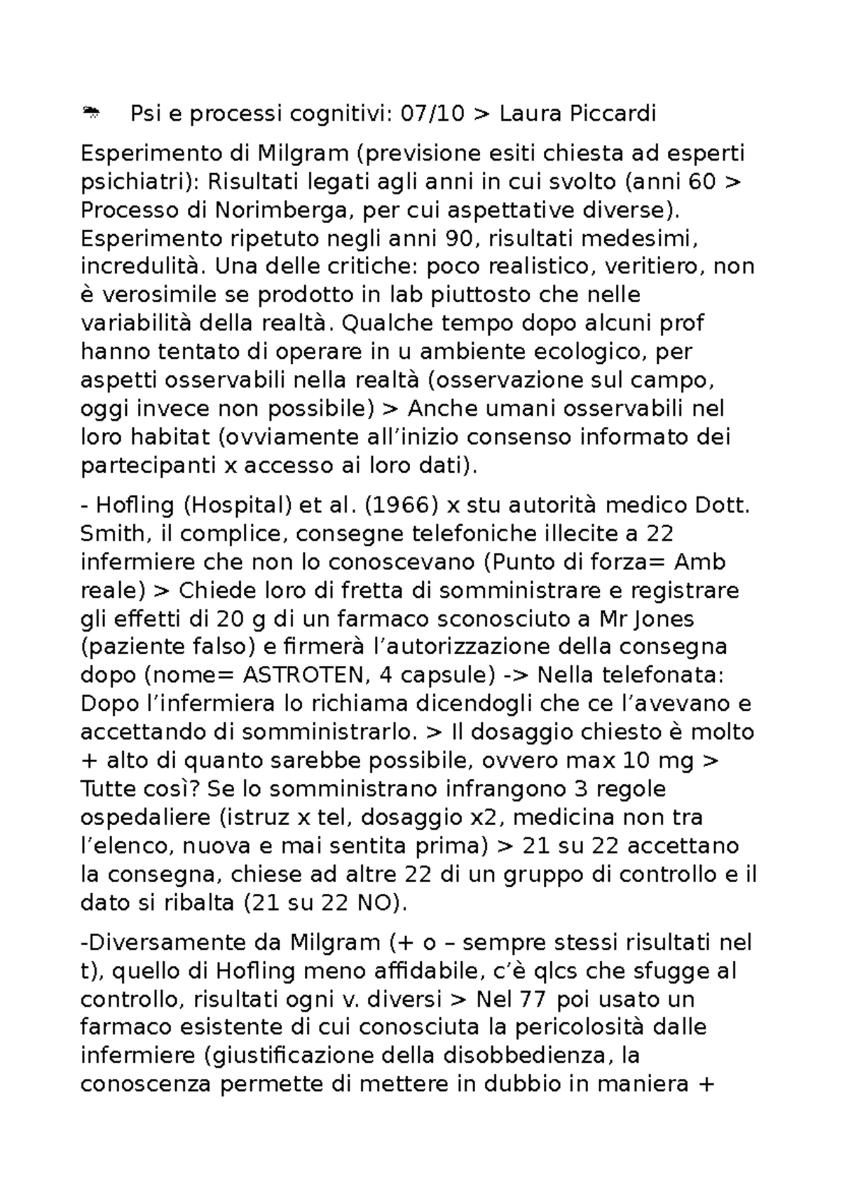 Psi e processi cognitivi: Esperimenti di Milgram e Hofling nel contesto ...