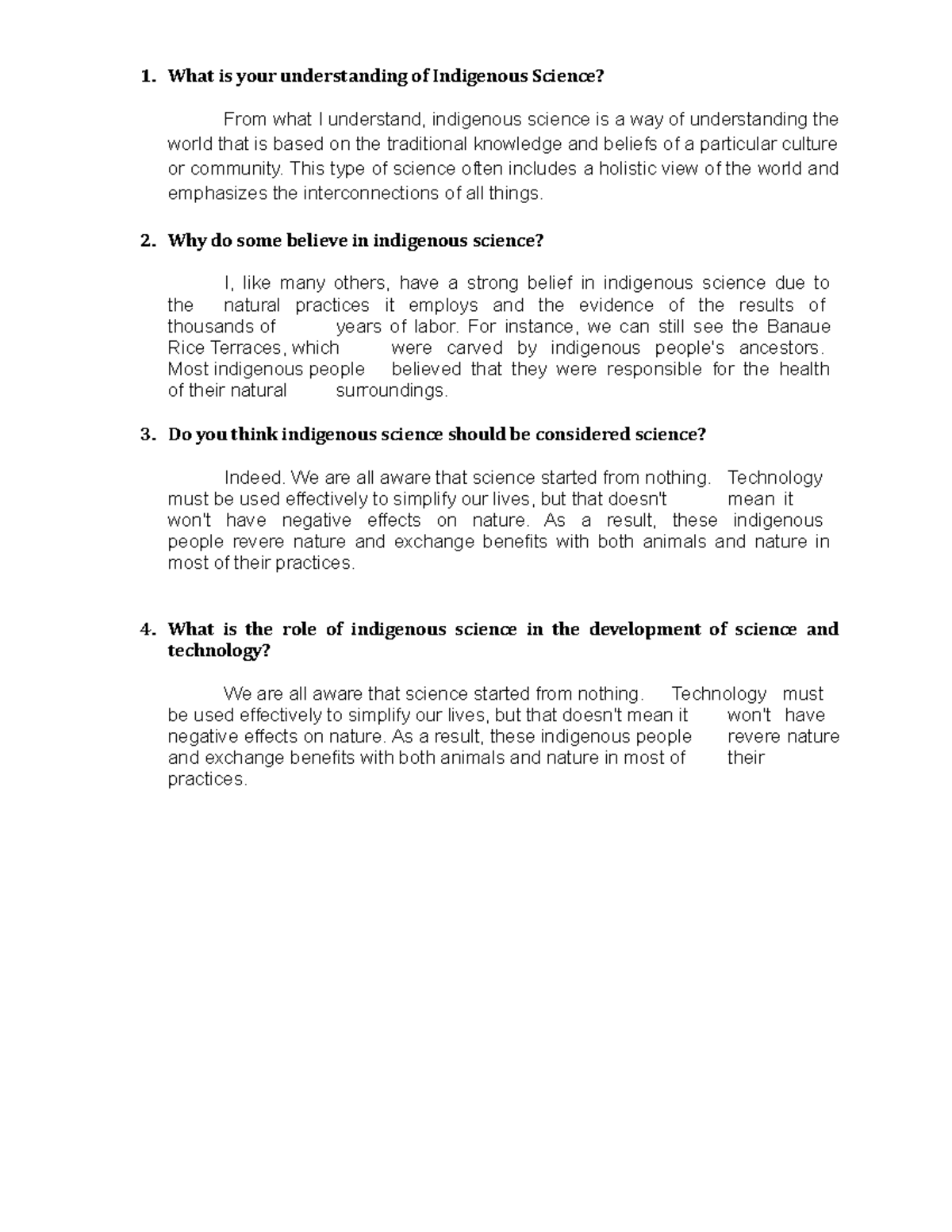1-Worksheet-Indigenous Science and Technology - What is your ...