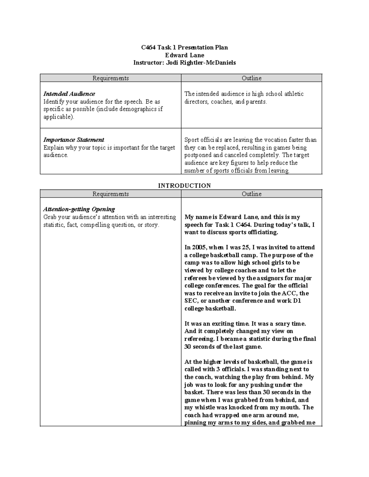 C464 Task 1 Edward Lane v1 - C464 Task 1 Presentation Plan Edward Lane ...