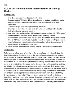 Criminology Unit 1 AC1.1: Types of Crime Explained - Studocu