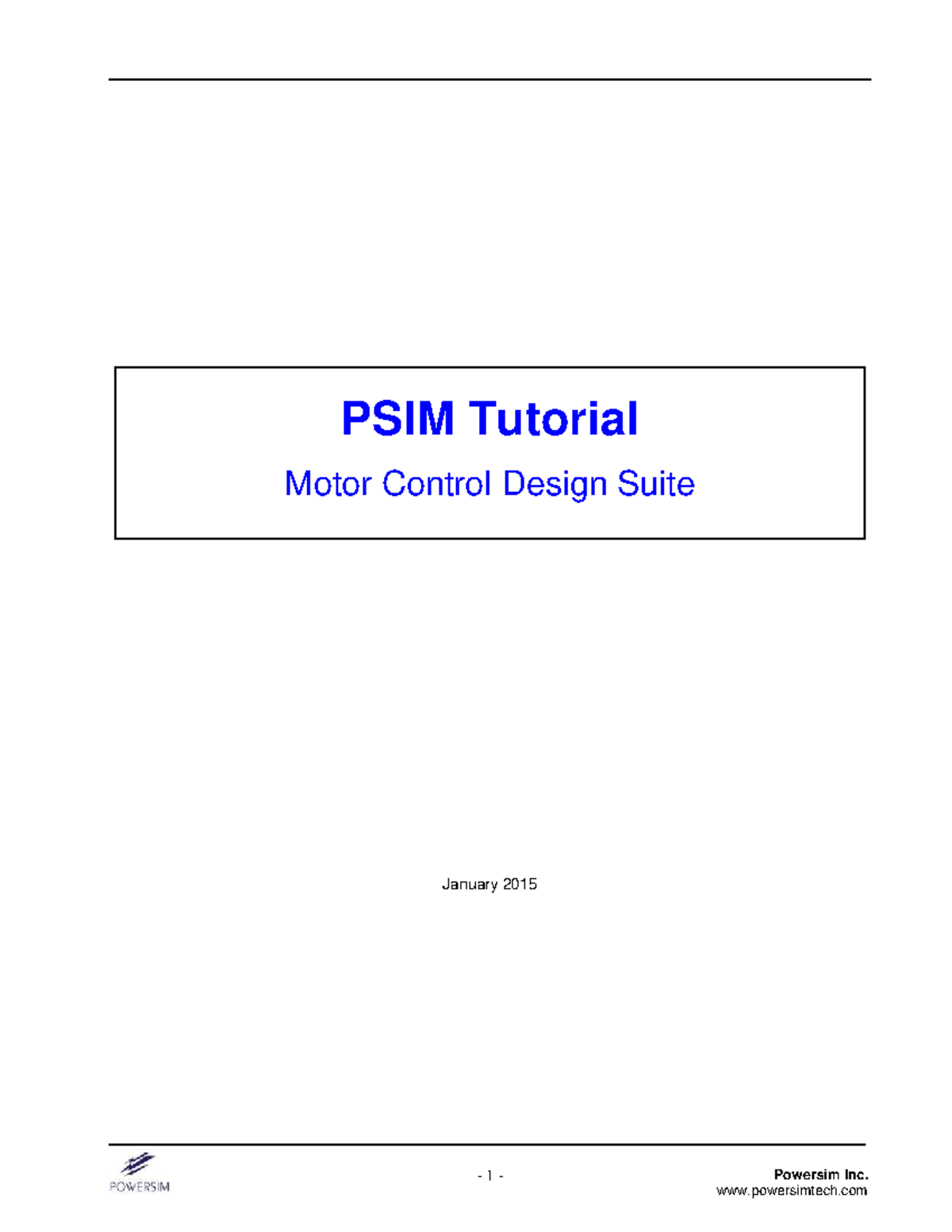 PSIM Motor Control Design Suite Tutorial - January 2015 - Studocu