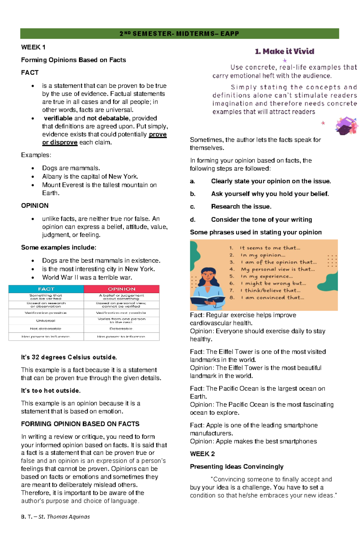 2ND EAPP WEEK 1: Forming Opinions Based on Facts and Evidence - Studocu