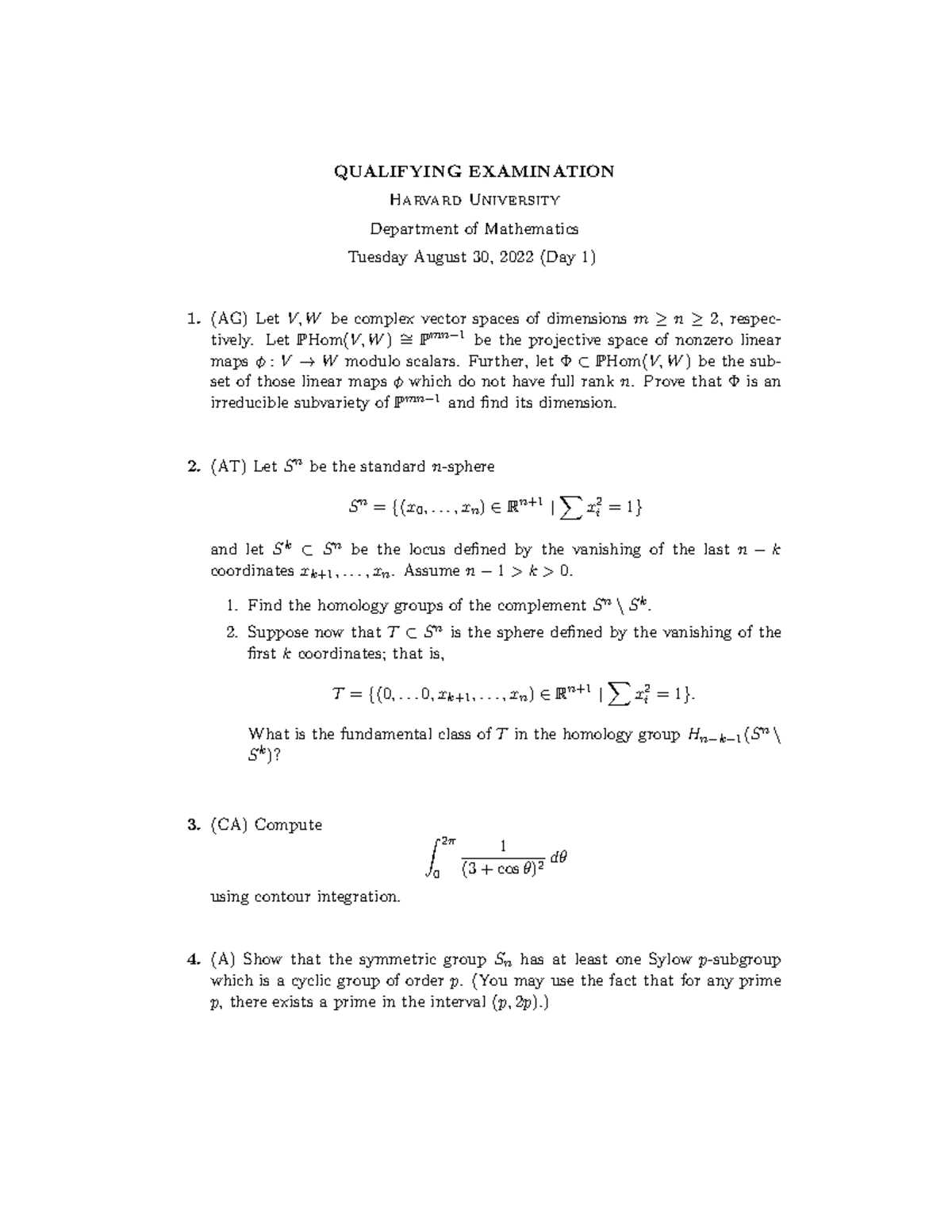 Qualifying Exams Fall Fall 22 wo solutions - QUALIFYING EXAMINATION ...