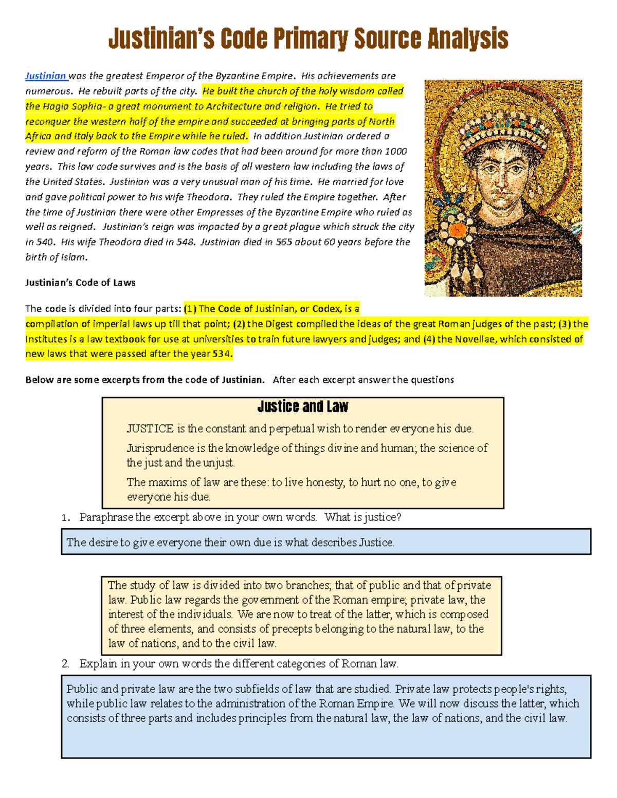History 2 - Justinian’s Code Analysis and Key Legal Concepts - Studocu