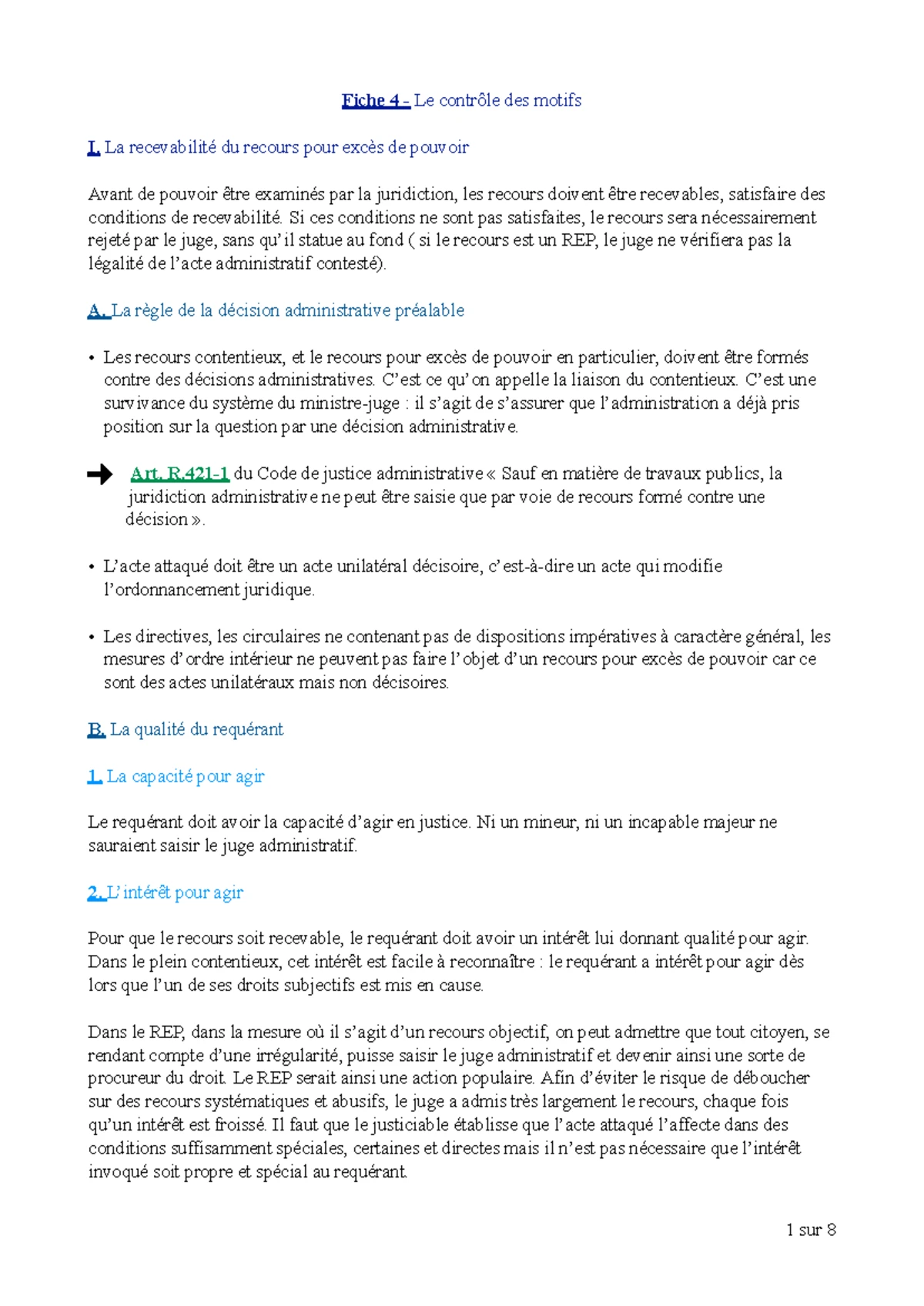 Fiche n°7 - Les principes généraux du droit ° - Fiche n°7 : Les principes généraux du droit Sur ...