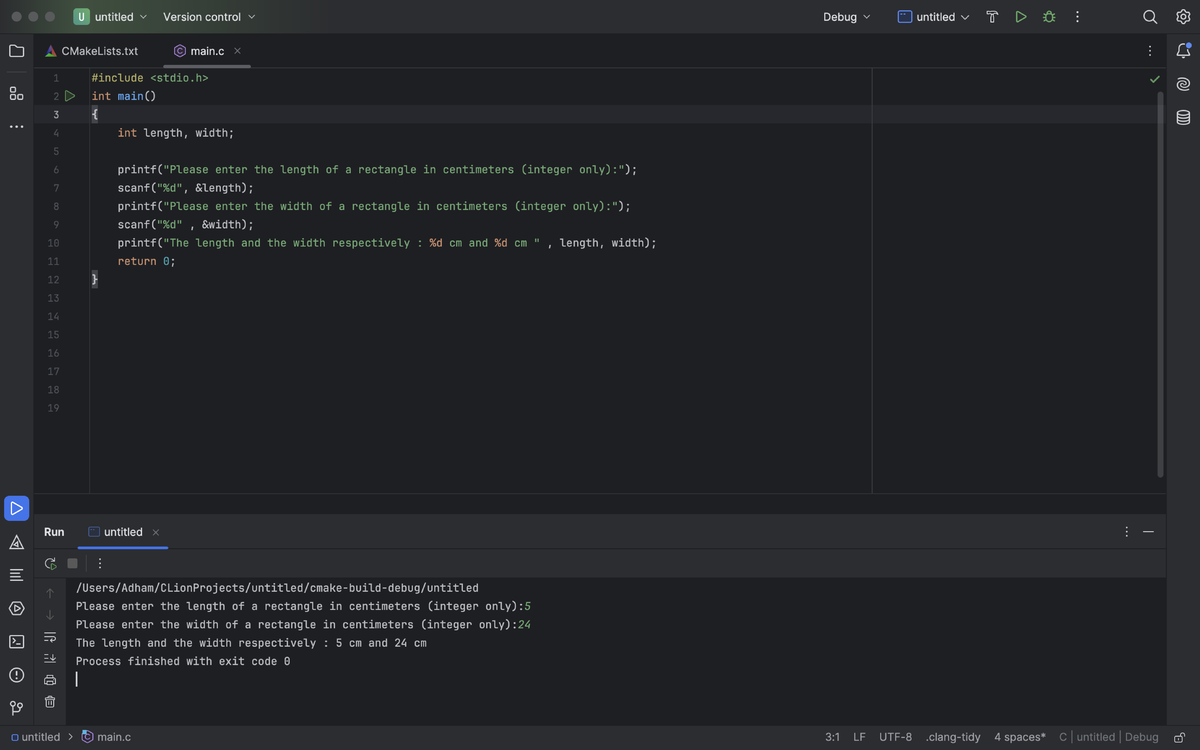 C Programming Lab Practice: Rectangle Area Calculation - Studocu