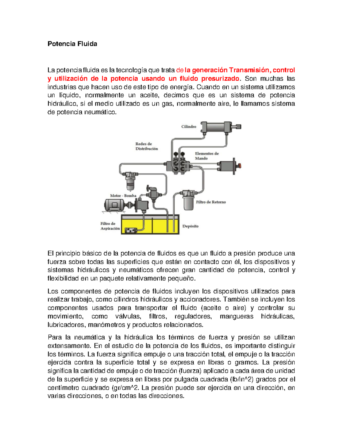 Reporte #1 - PRACTICA #1 DEL LABORATORIO DE POTENCIA FLUIDA - Potencia Fluida La potencia fluida ...