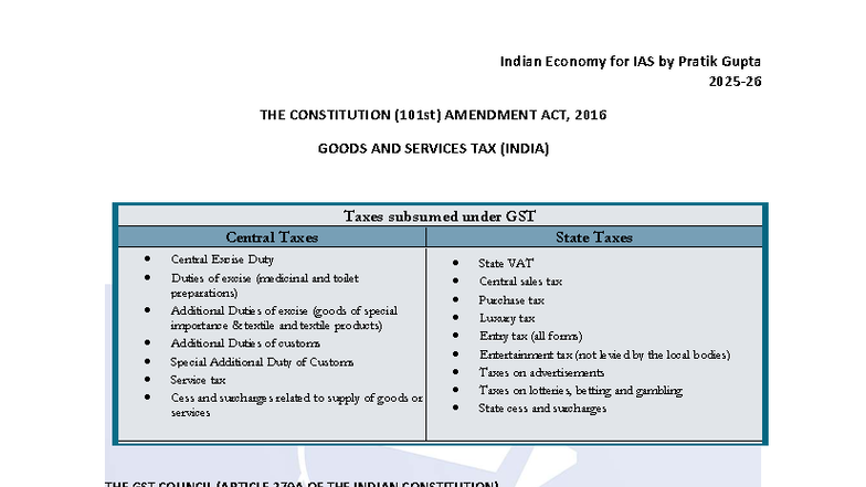 GST Explained - Economics Notes for Semester 3 (ECO 301) - Studocu