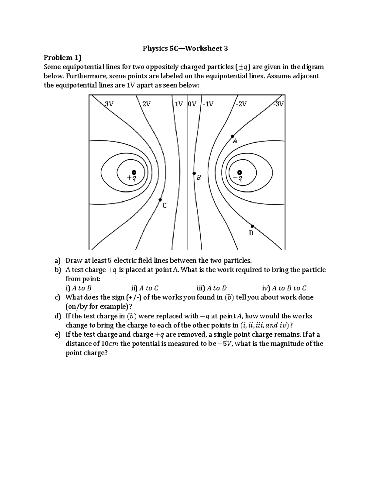Worksheet 3 - Physics 5C Electric Field Discussion Assignment - Studocu