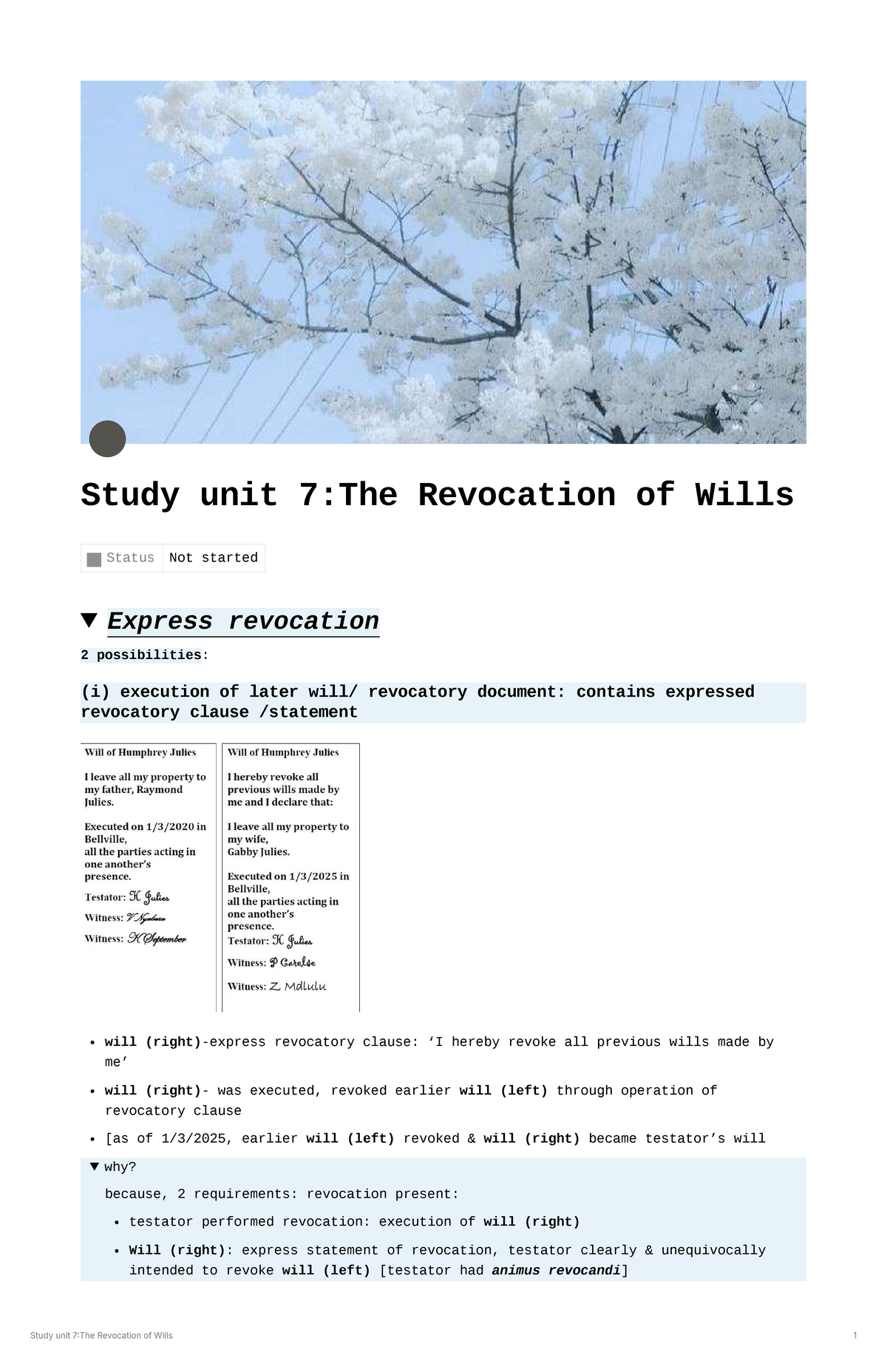 Study Unit 7: The Revocation of Wills - Key Concepts and Principles - Studocu