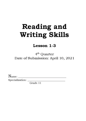 RWS11 Q3 Module 5 - READING AND WRITING SKILLS Quarter 3 – Module 5: Critical Reading as ...