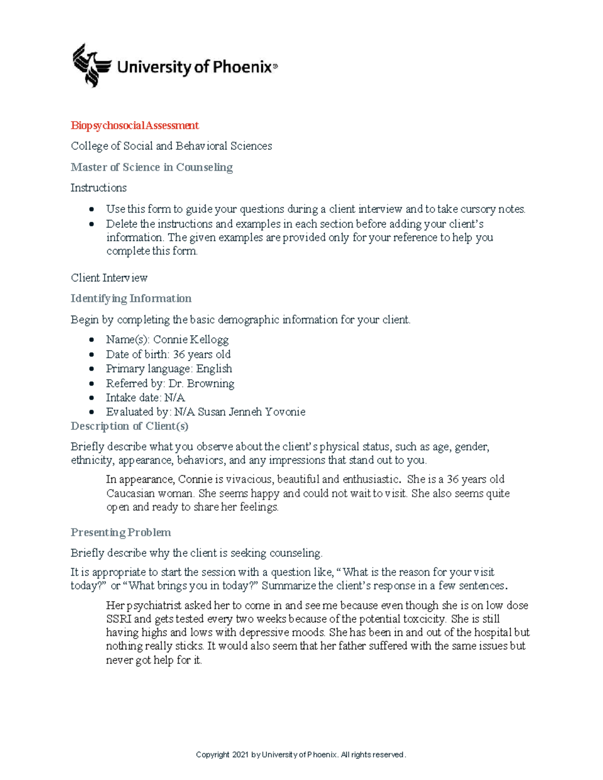 Connie Kellogg - Client Case Study Analysis for MS Counseling Program ...