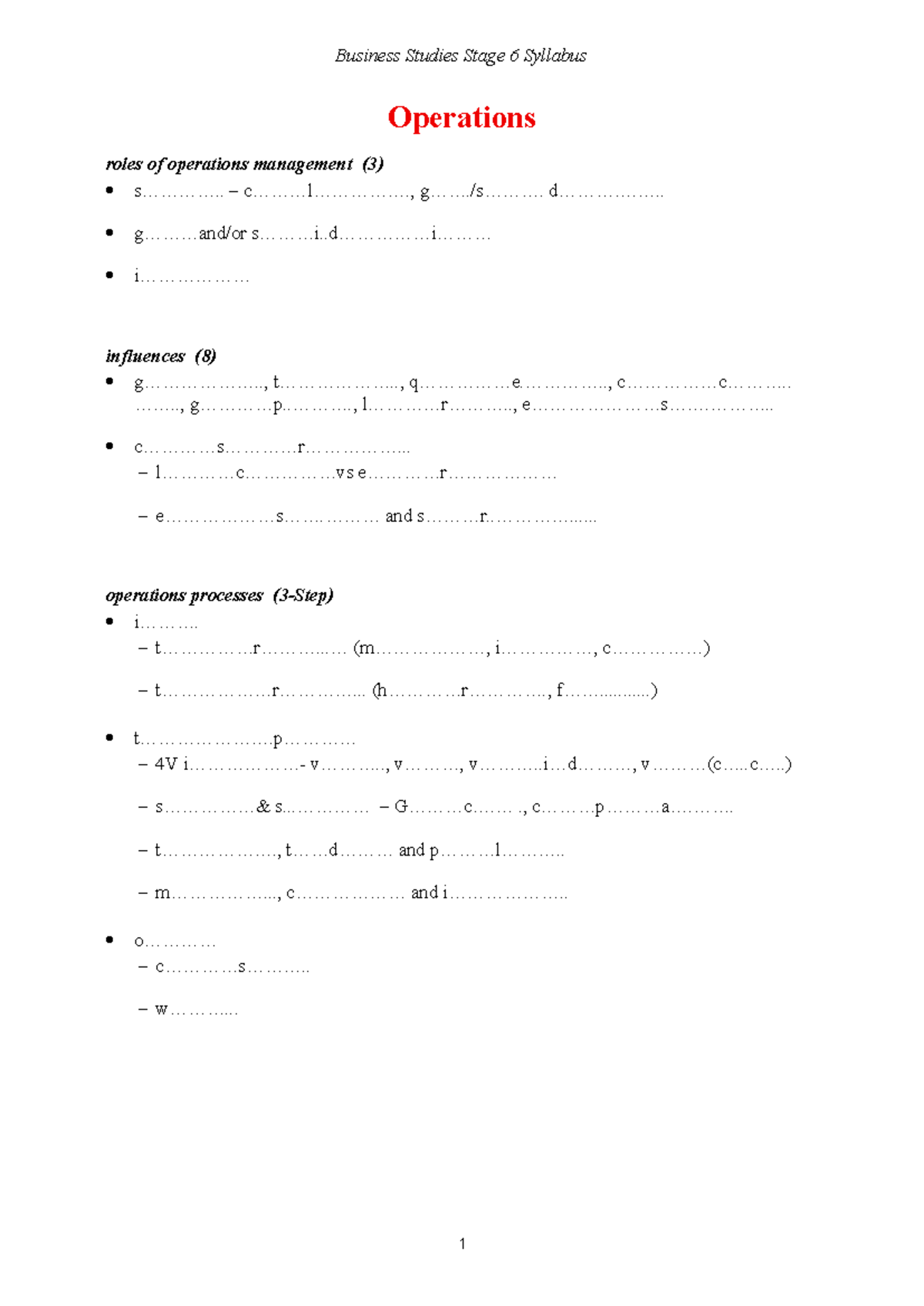 Business Studies Stage 6 Syllabus Fill-In-The-Blank Guide - Studocu