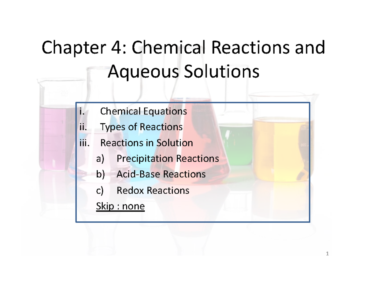 Chapter 4: Chemical Reactions & Aqueous Solutions IGC Notes - Studocu