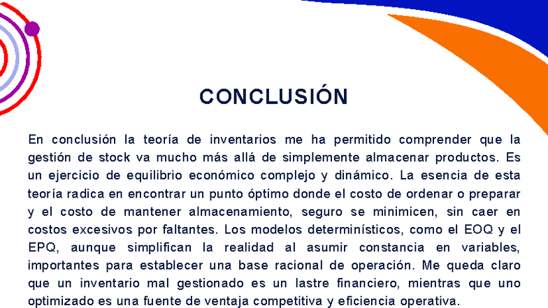 Conclusión sobre la Teoría de Inventarios - IO Unidad Mapa Conceptual ...