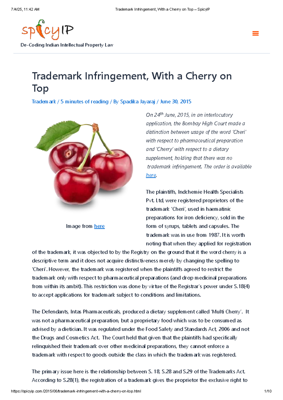 Trademark Infringement Analysis: A Case Study on S.18, S.28 & S.29 ...