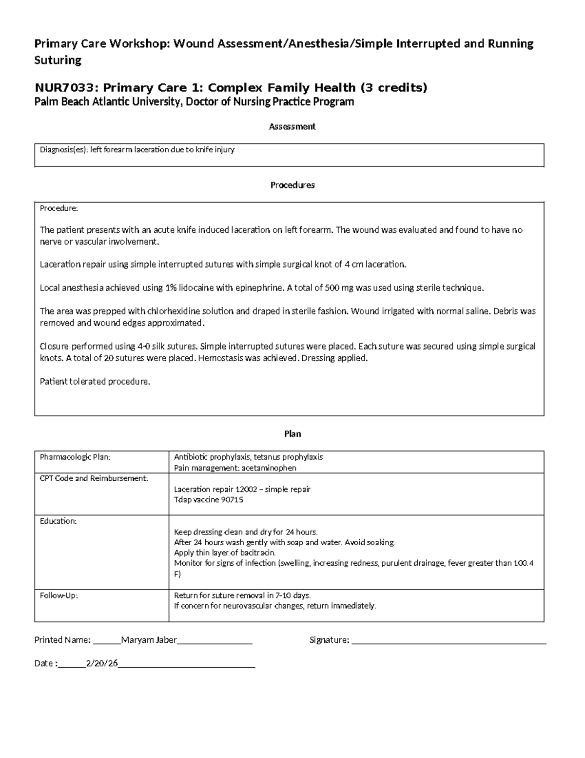 NUR7033: Primary Care Workshop on Wound Suturing Techniques - Studocu