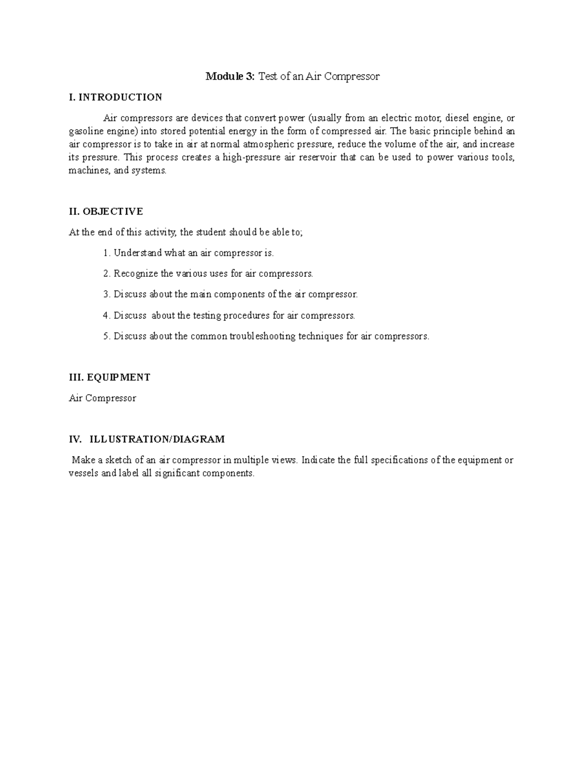 Mechanical Lab 2: Module 3 - Air Compressor Testing Overview - Studocu