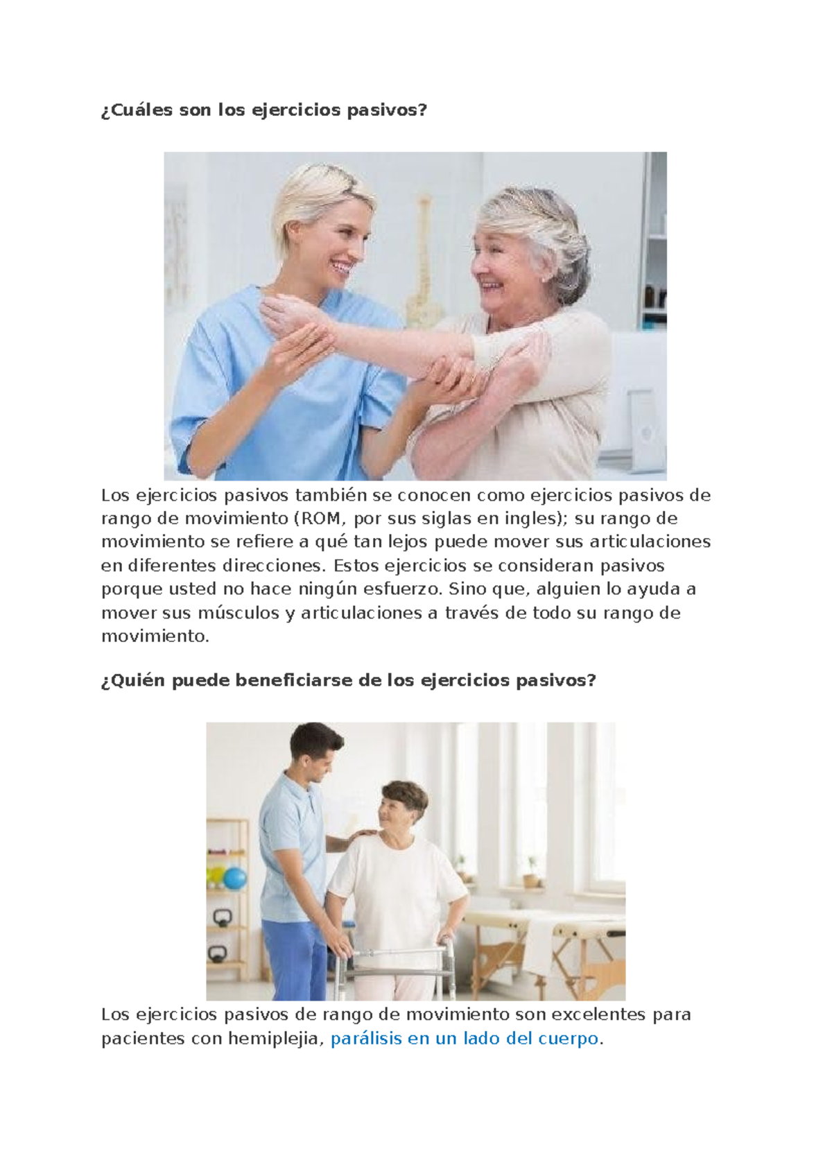Ejercicios Pasivos y Activos en Rehabilitación: Guía Completa - Studocu