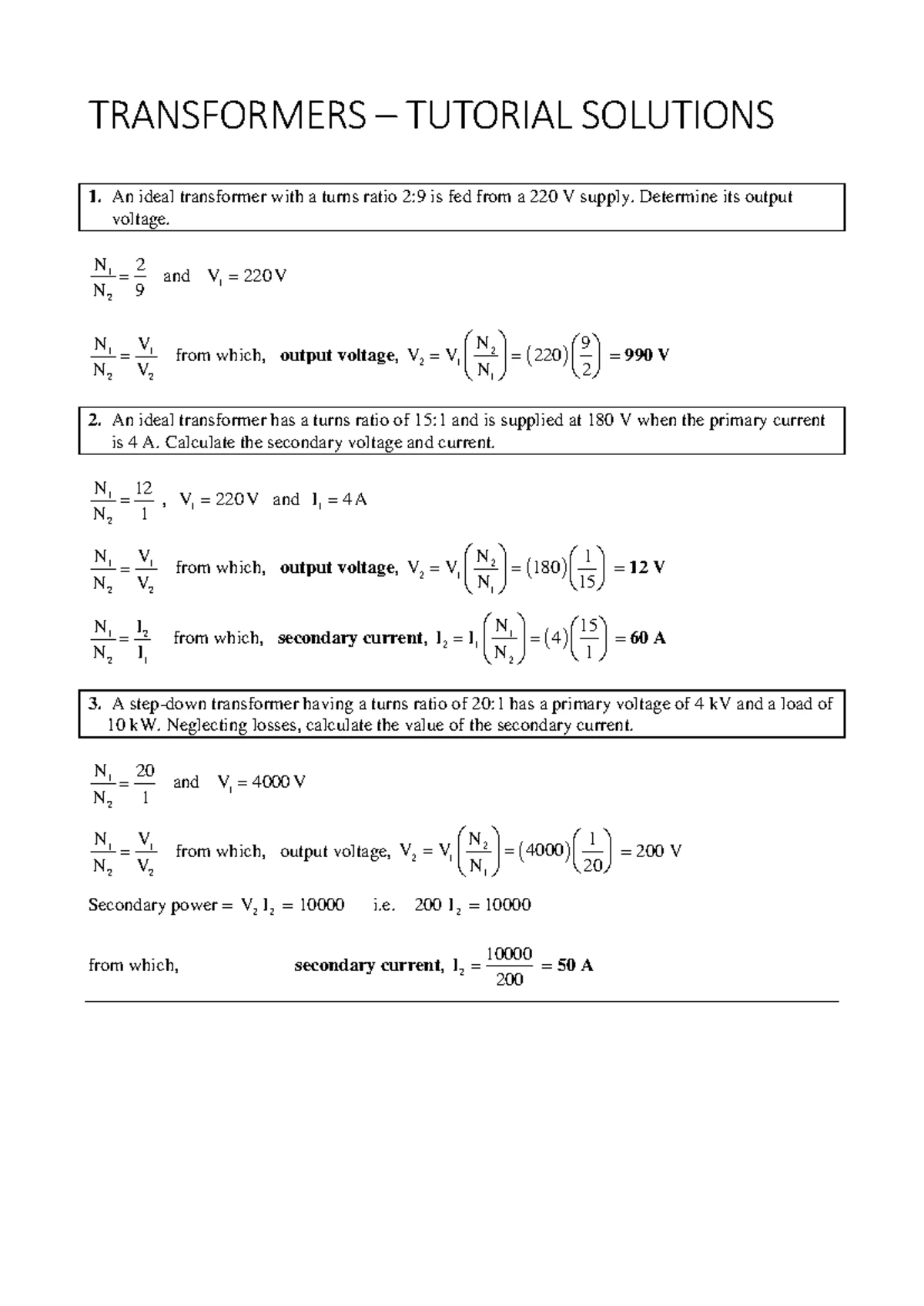 3 Phase Systems Tutorial No 1 Solutions v1 PDF - THREE PHASE SYSTEMS - TUTORIAL No: 1 SOLUTIONS ...