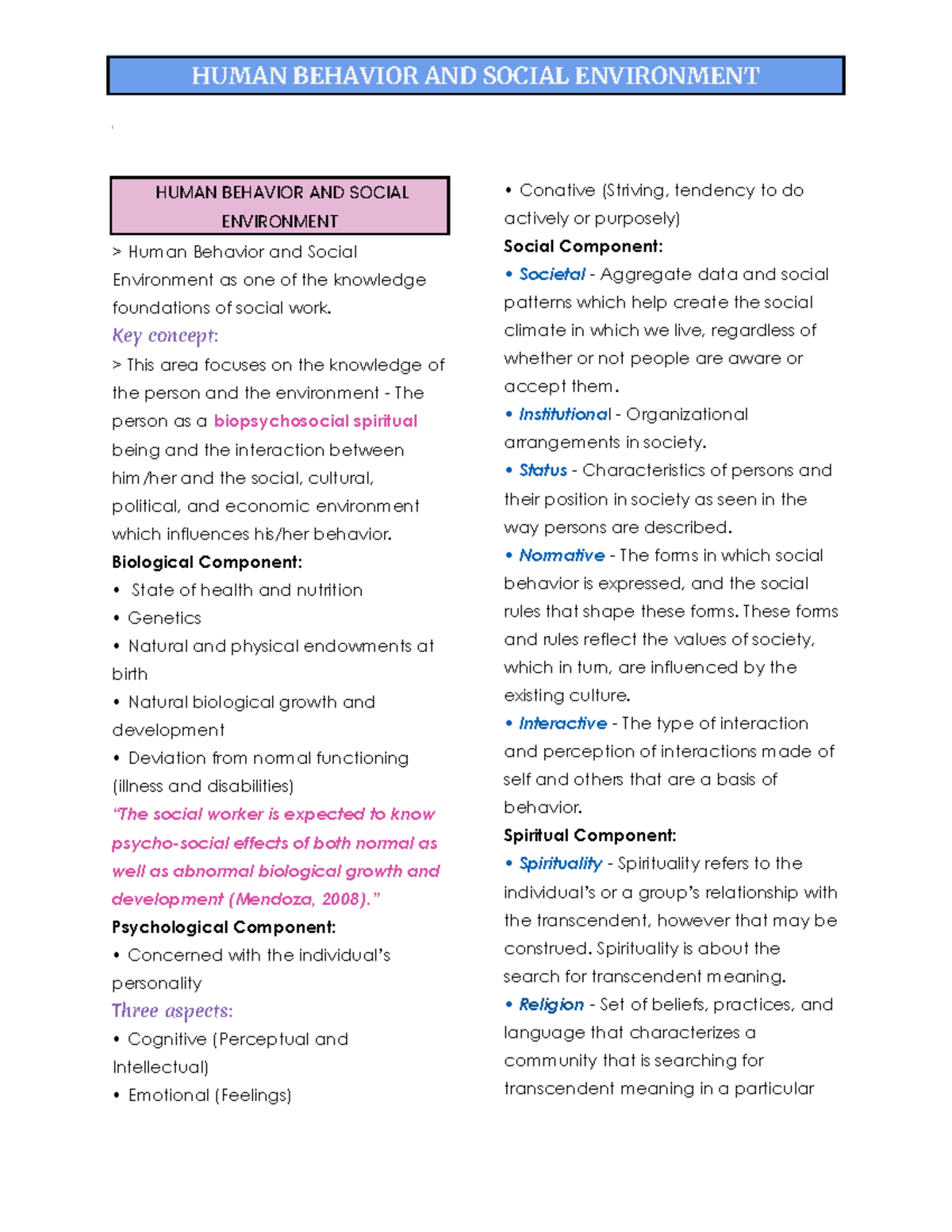 HBSE - Comprehensive Notes on Human Behavior and Social Environment ...