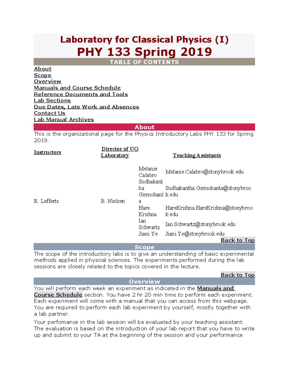 PHY 133 - It is a Syllbus - Laboratory for Classical Physics (I) PHY ...