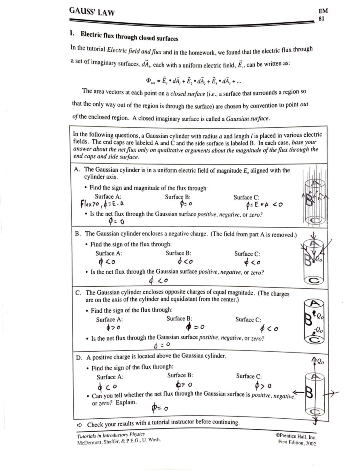 TUT-3 Gauss' Law Tutorial Notes and Analysis - Studocu