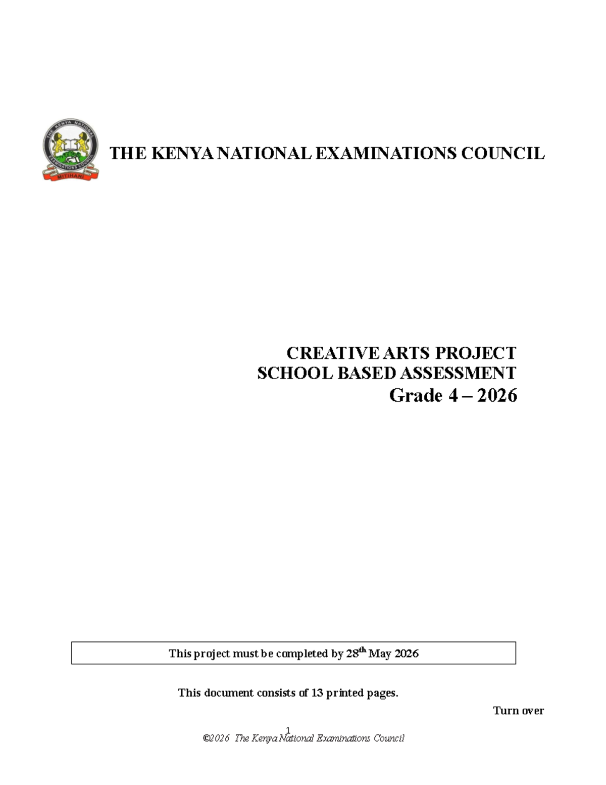 REG Grade 4 Creative Arts Project-Based Assessment 2026 - Studocu