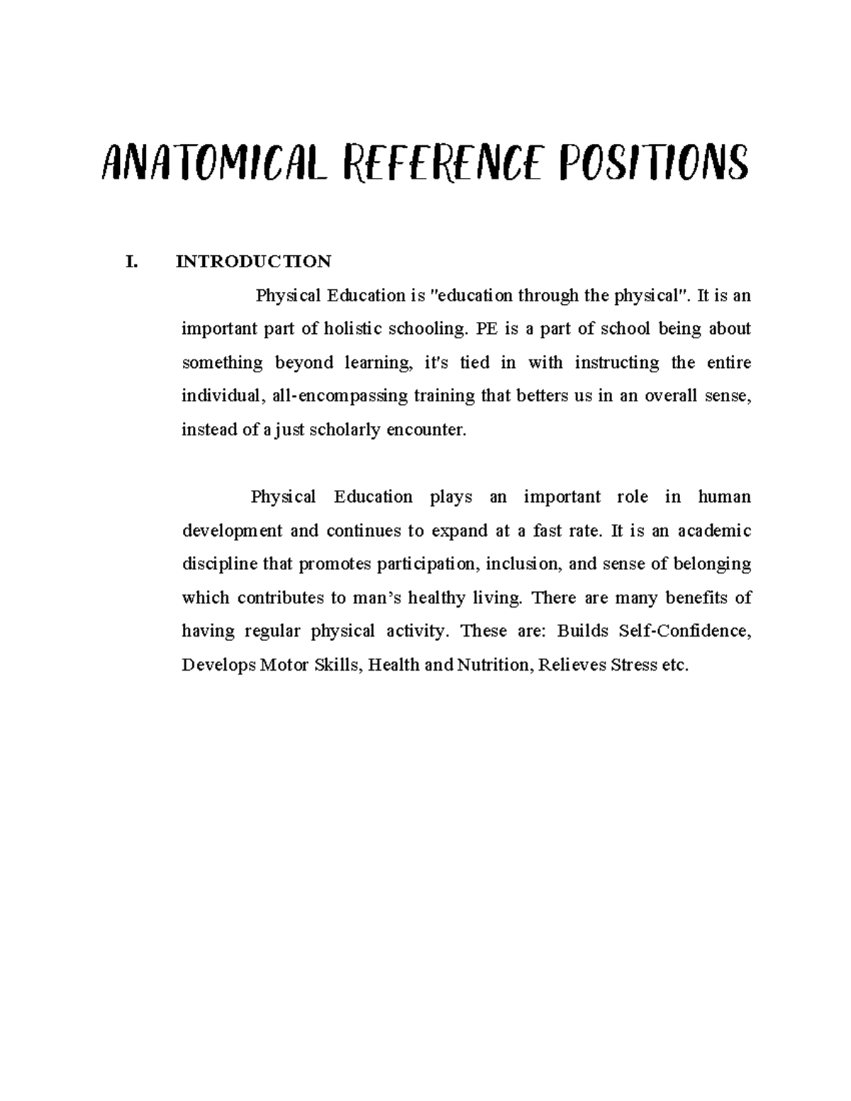 Anatomical Reference Positions [ Lesson 1] - ANATOMICAL REFERENCE ...