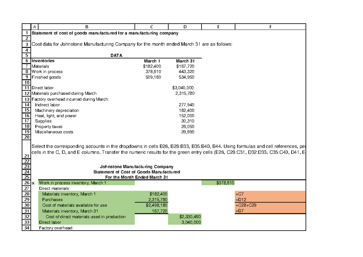 ACC 101 Module 1 Problem Set 1: Statement of Costs for March - Studocu