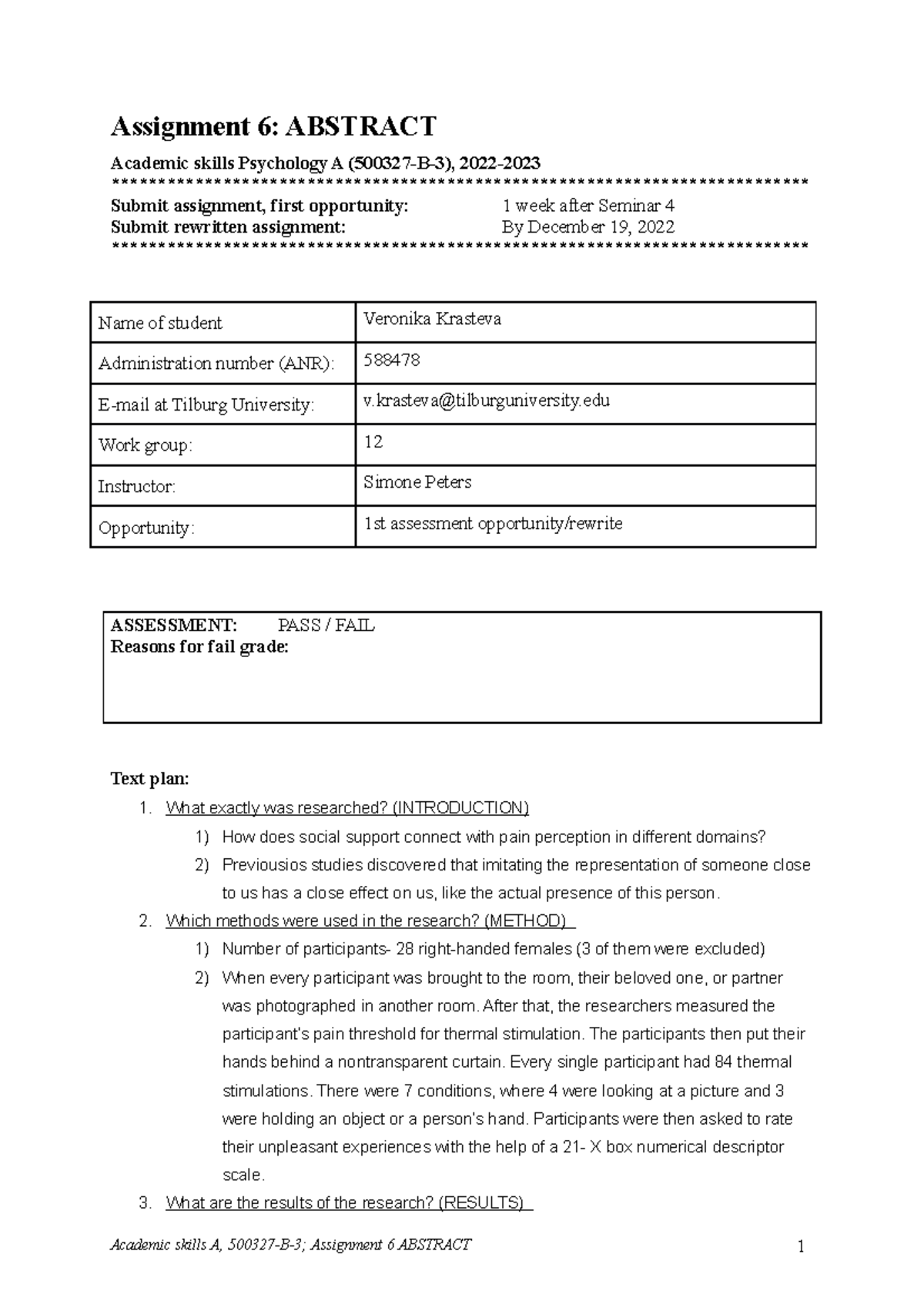 AS-A(22-23) Assignment 6 Abstract Answer Form - Assignment 6: ABSTRACT ...