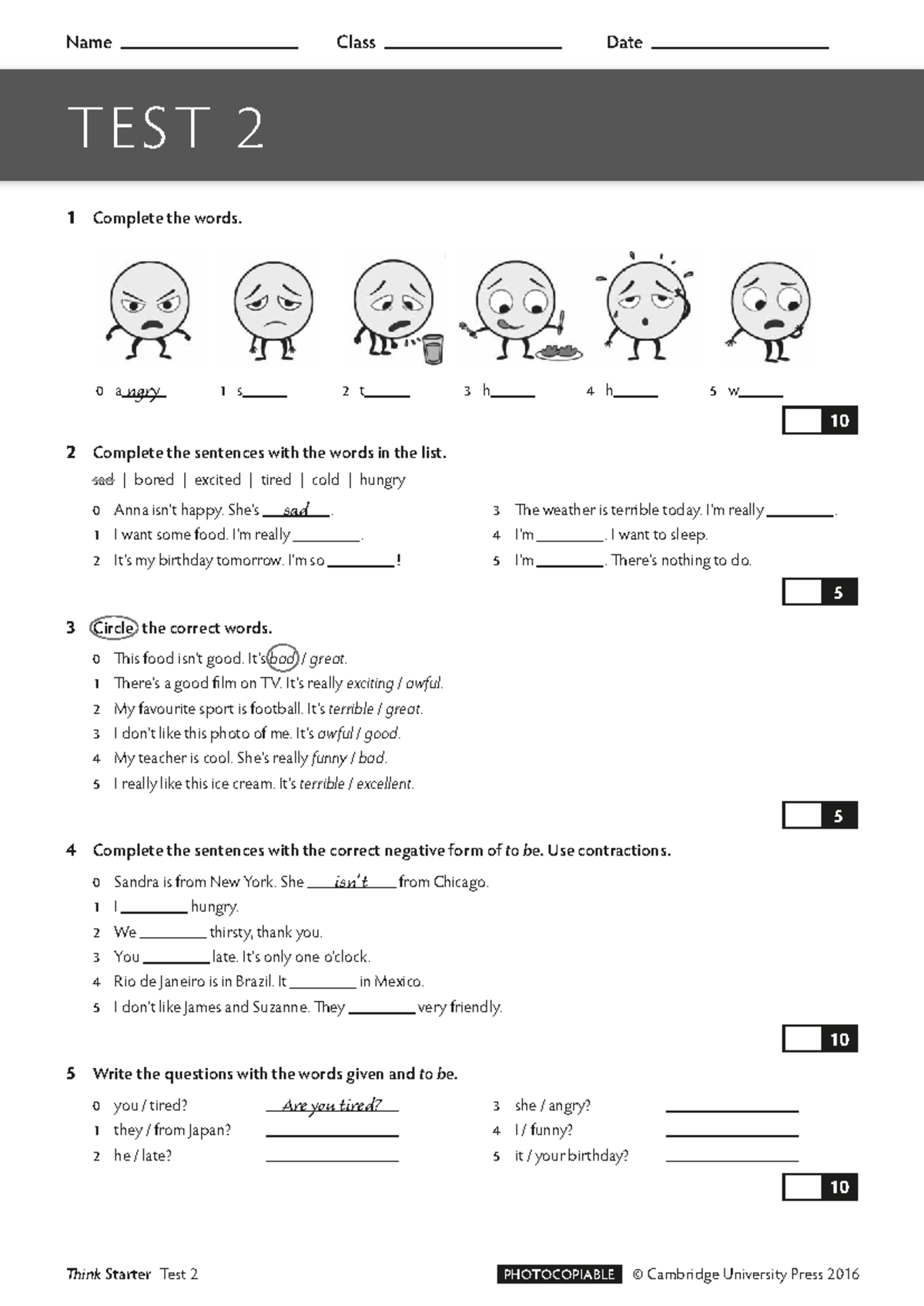 UNIT 2 TEST - Vocabulary and Grammar Exercises - Studocu