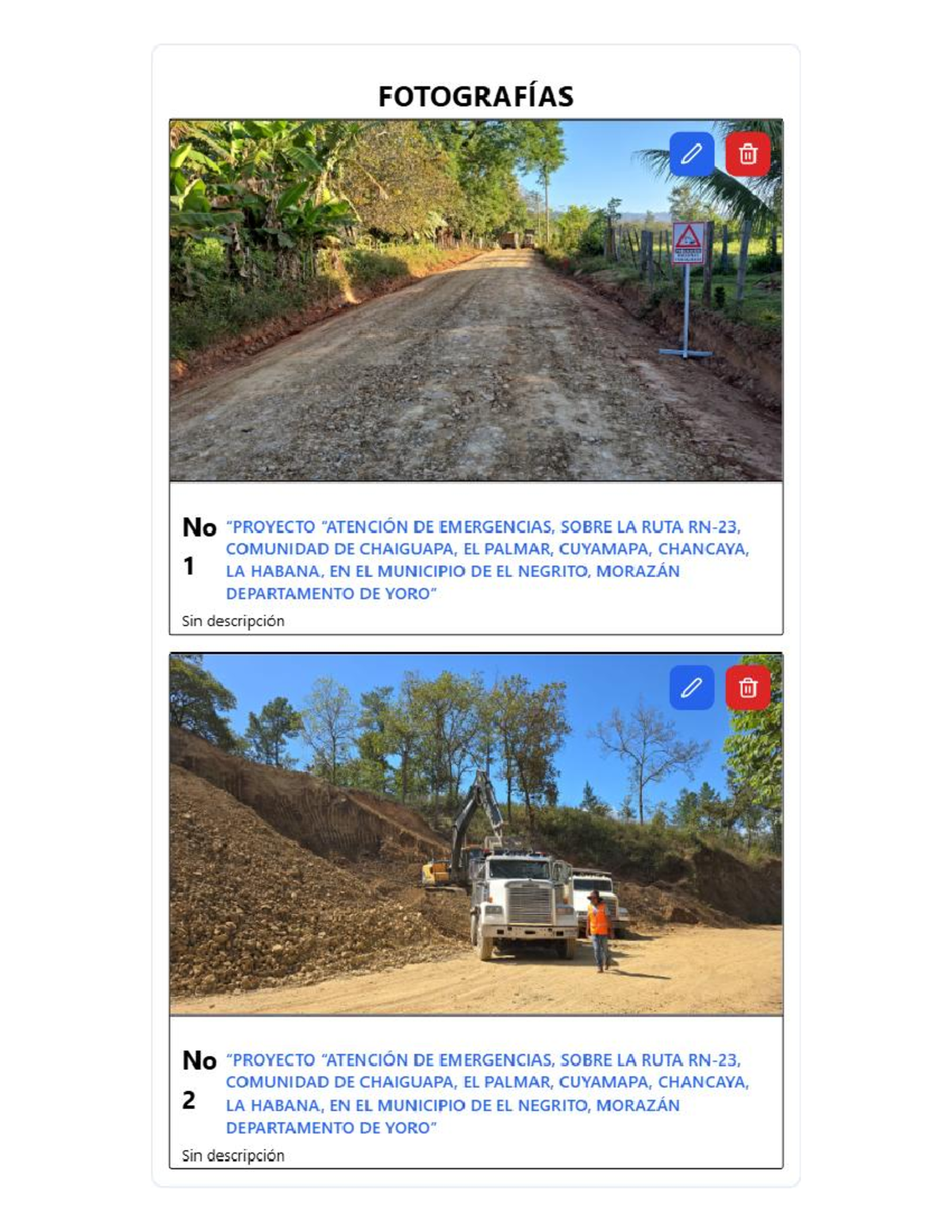 Informe Fotográfico del Proyecto de Emergencias RN-23 - Studocu