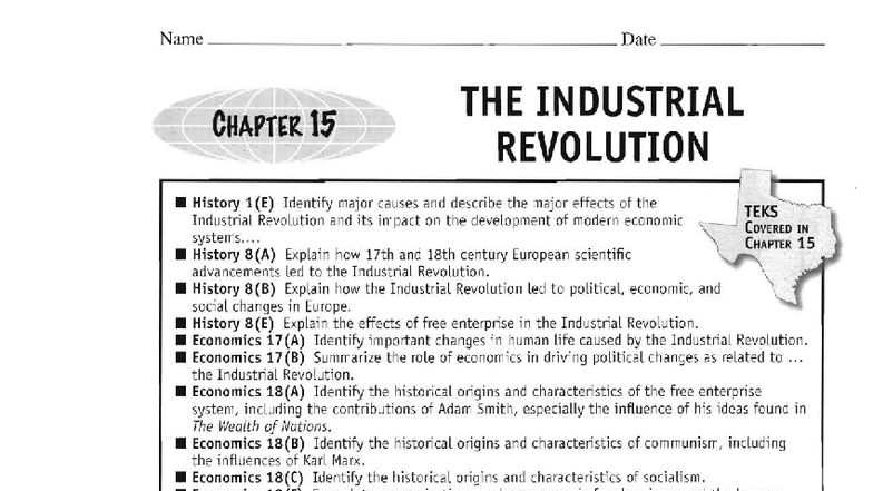 Chapter 15: The Industrial Revolution - History 1 (E) & Economics 17(A ...