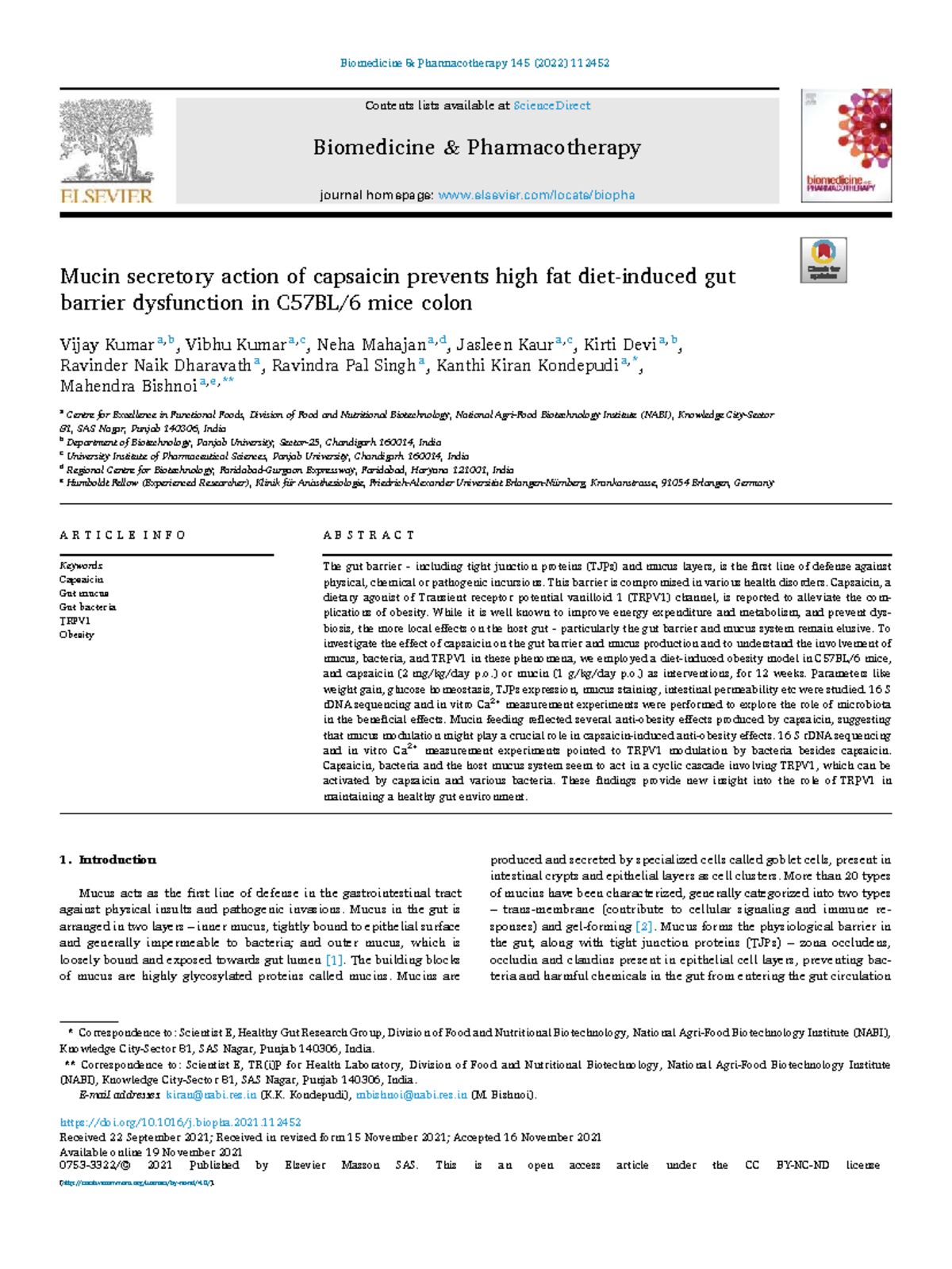 Capsaicin and Mucin: Enhancing Gut Barrier Function in Mice ...