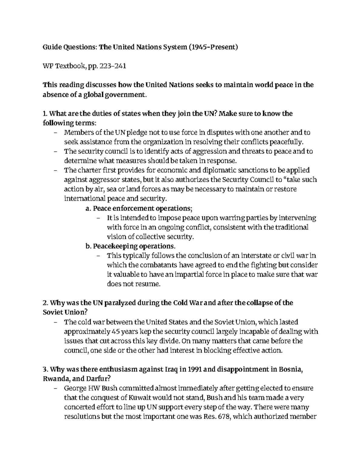 UN System: Peacekeeping & Global Governance Challenges Guide - Studocu