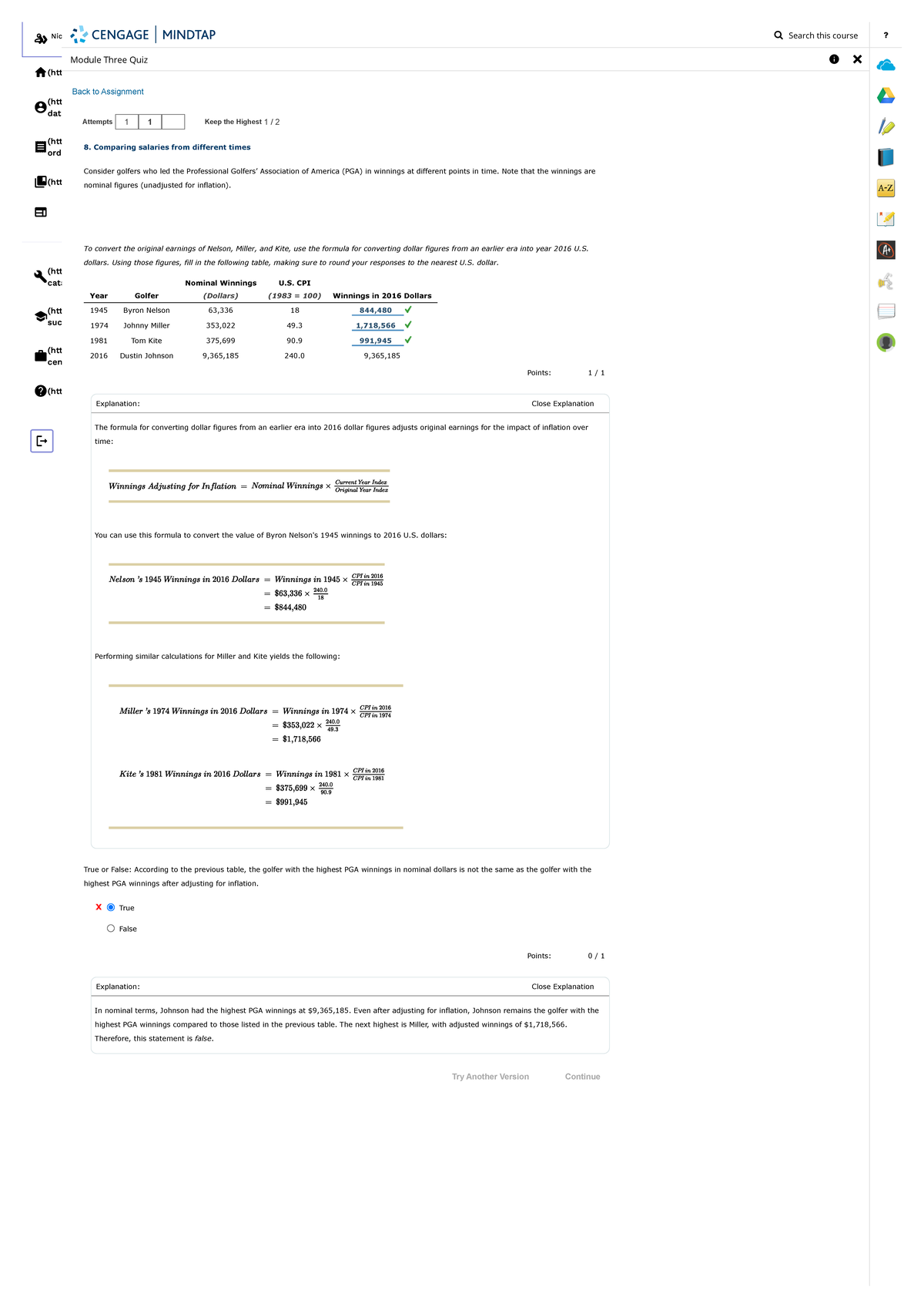 Attempt 2 - Measurements of living - Points: 1 / 1 Close Explanation ...
