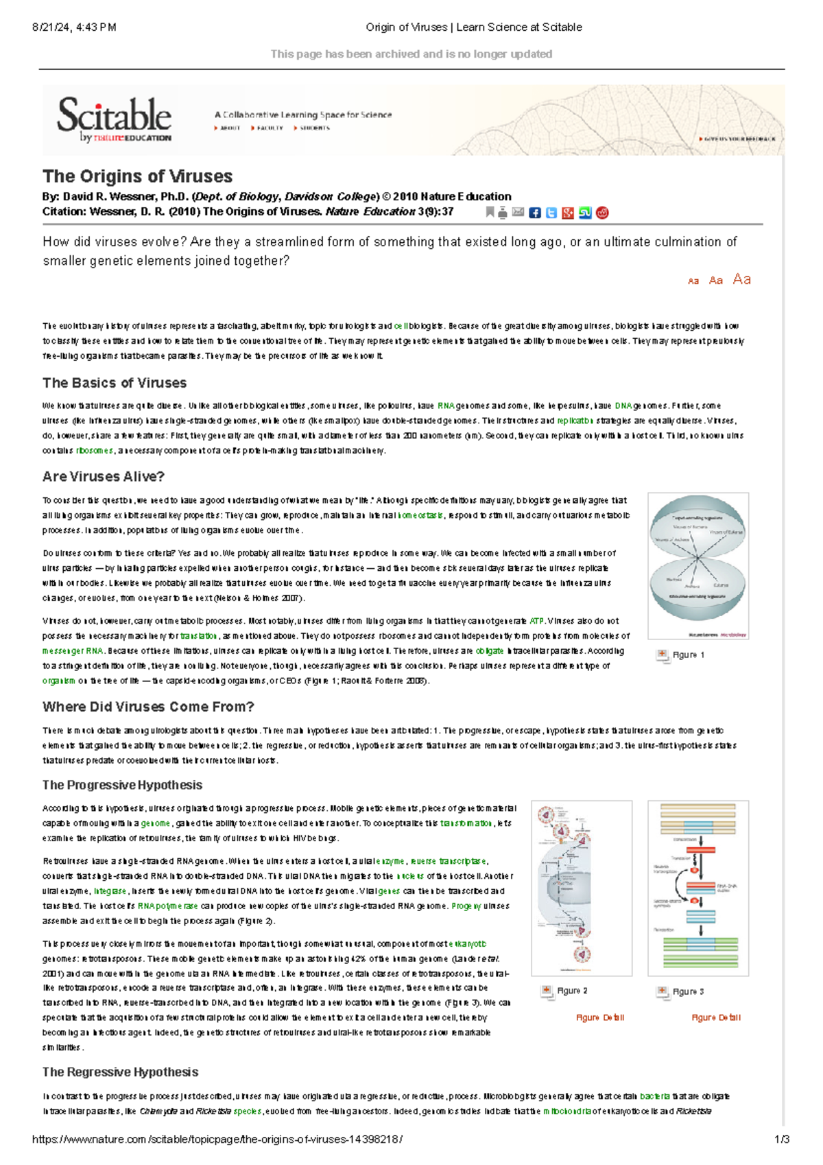 Origins of Viruses: Evolutionary Hypotheses Explored (Wessner 2010 ...
