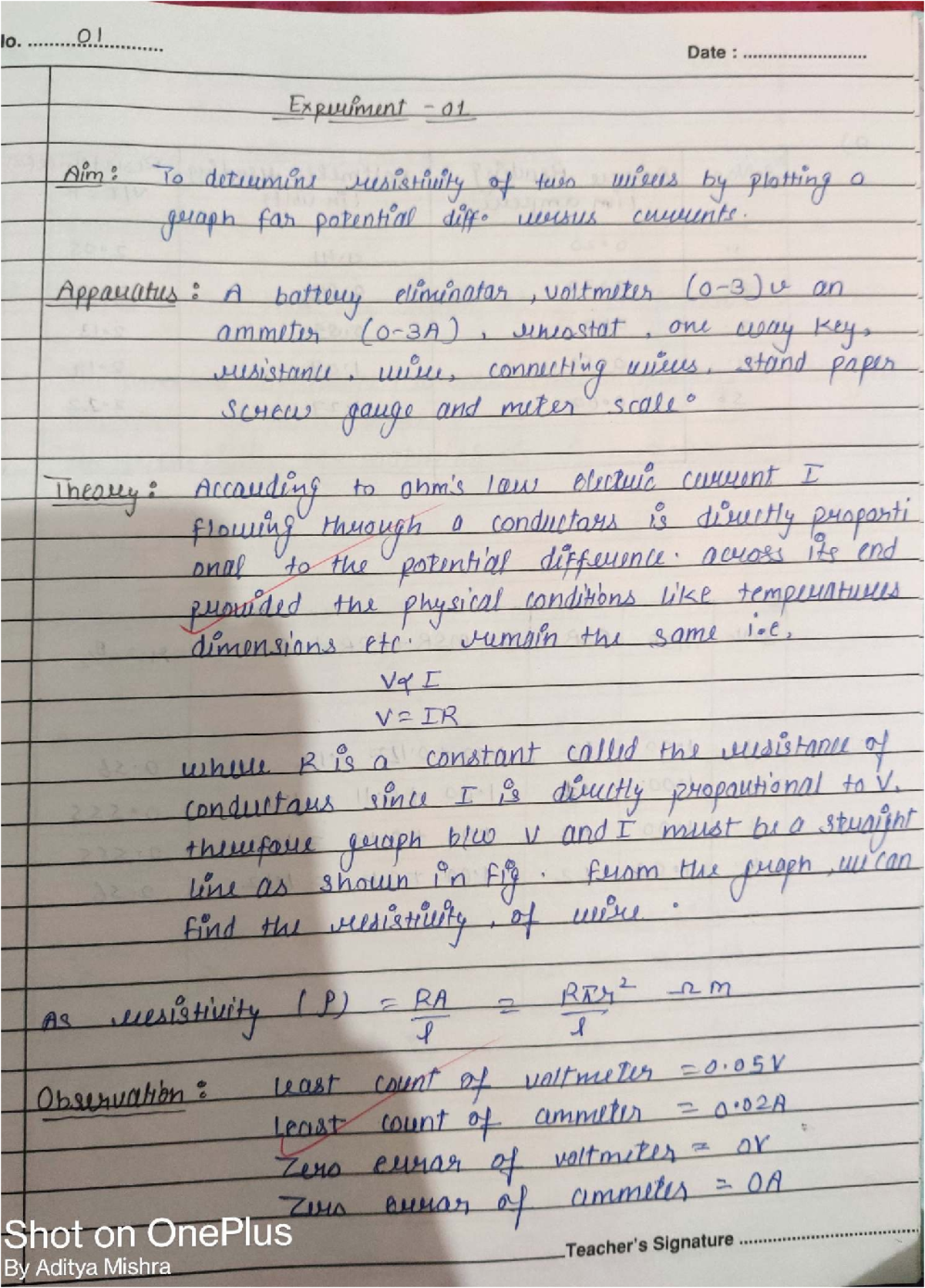 Physics Lab Manual: Experiments on Resistance and Optics (PHYS 101 ...
