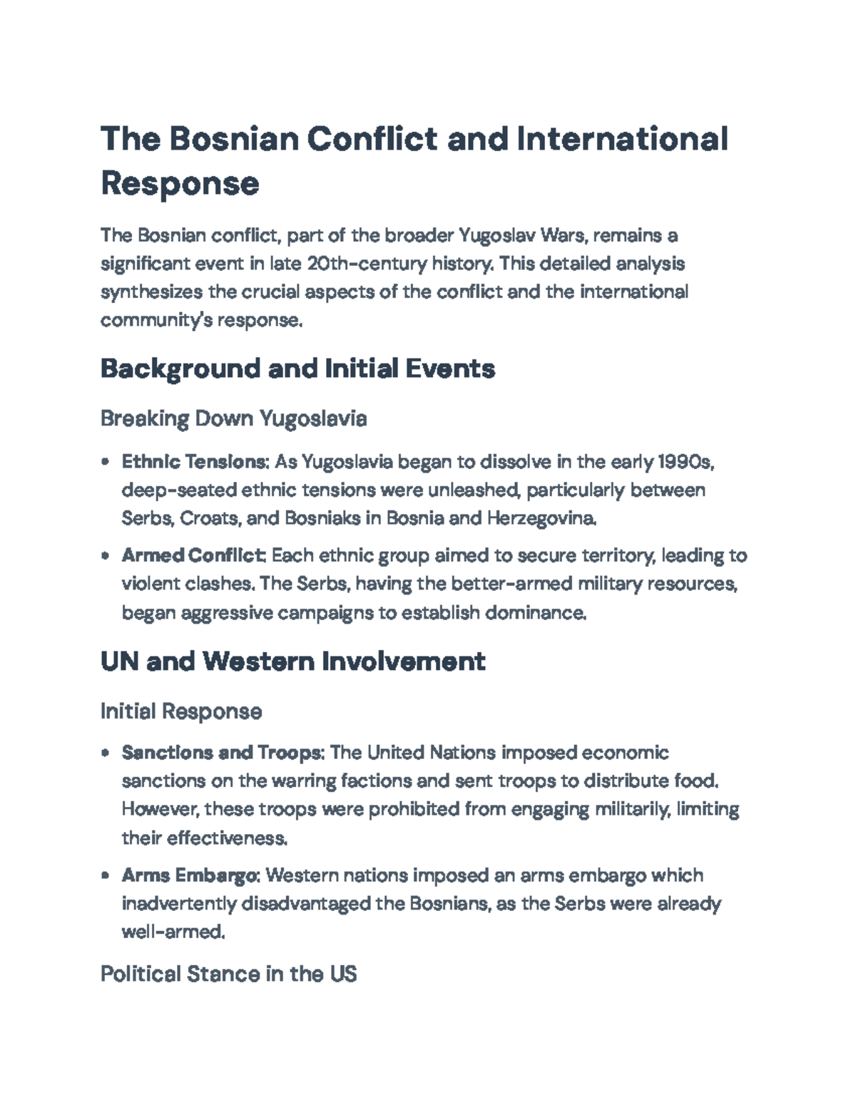 The Bosnian Conflict: Analyzing Intl Responses (Course Code Included ...