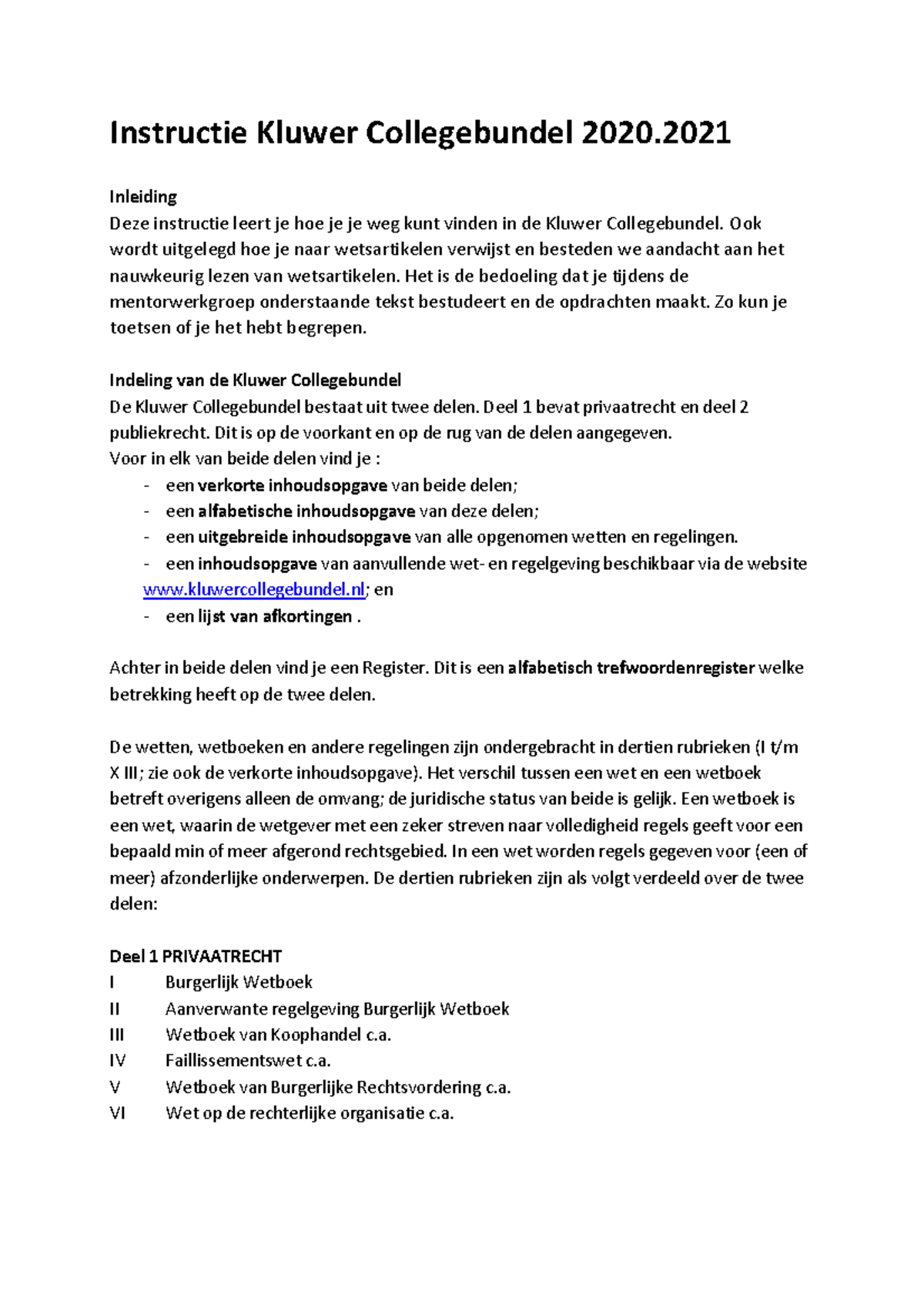 Kluwer Collegebundel 2020-2021: Instructie en Opdrachten - Studeersnel