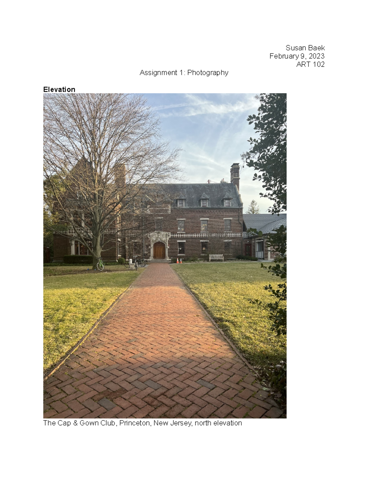 ART 102 Photography Assignment - Susan Baek February 9, 2023 ART 102 ...
