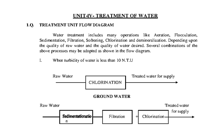 EE-1 R16 - UNIT-4: Water Treatment Processes and Flow Diagrams - Studocu